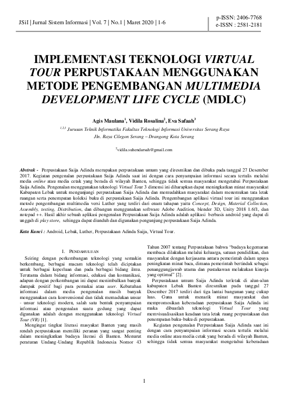 (PDF) Implementasi Teknologi Virtual Tour Perpustakaan Menggunakan Metode Pengembangan ...