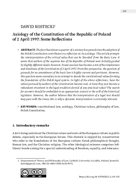 (PDF) Axiology of the Constitution of the Republic of Poland of 2 April ...