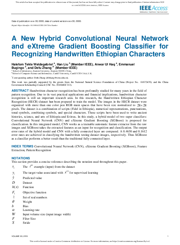 Pdf A New Hybrid Convolutional Neural Network And Extreme Gradient Boosting Classifier For
