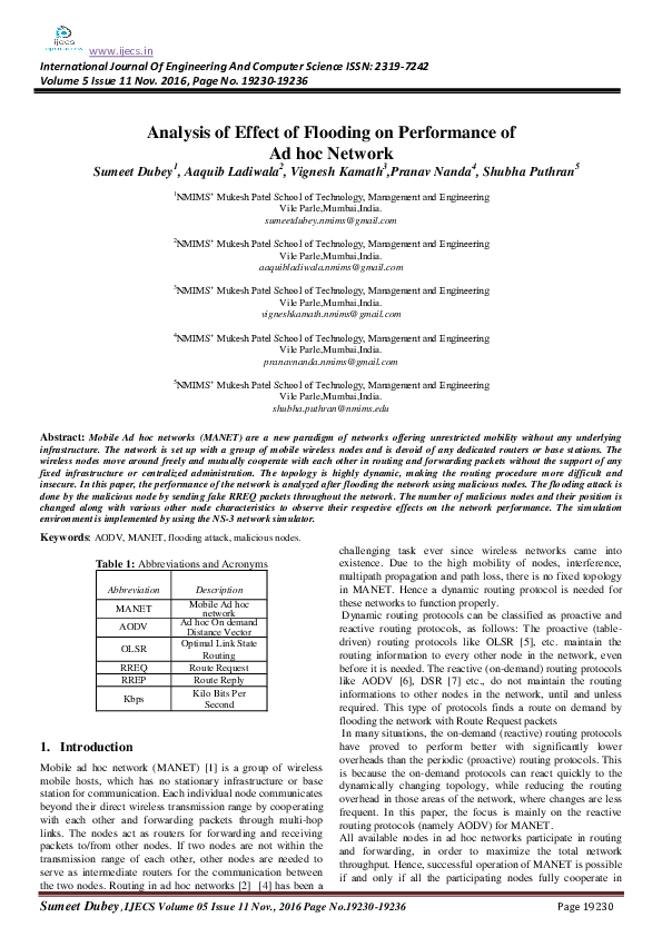 Pdf Analysis Of Effect Of Flooding On Performance Of Ad Hoc Network