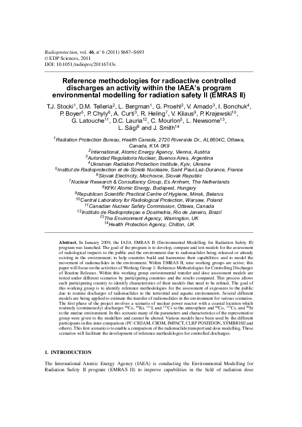 (PDF) Reference methodologies for radioactive controlled discharges an ...