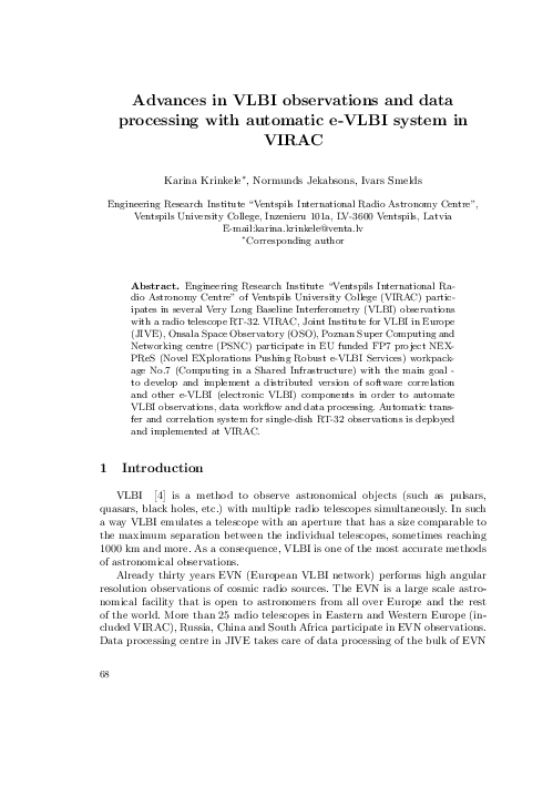 (PDF) Advances in VLBI observations and data processing with automatic ...