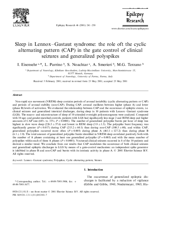 (PDF) Sleep in Lennox–Gastaut syndrome: the role oft the cyclic ...