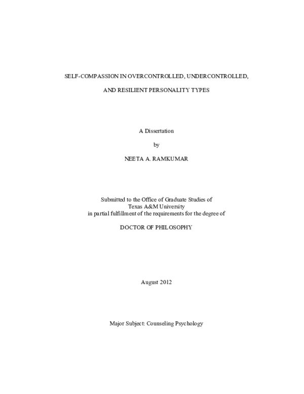 (PDF) Self-Compassion in Overcontrolled, Undercontrolled, and Resilient ...
