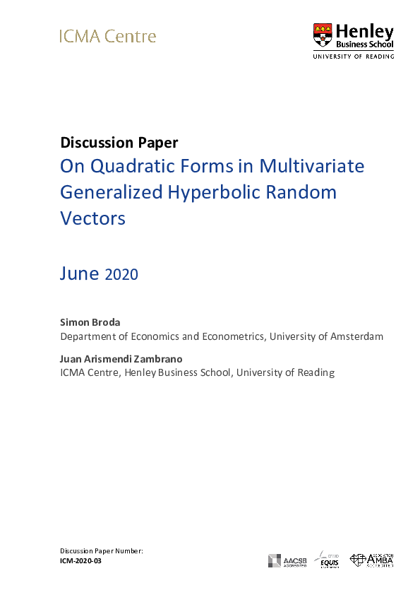 (PDF) On quadratic forms in multivariate generalized hyperbolic random vectors