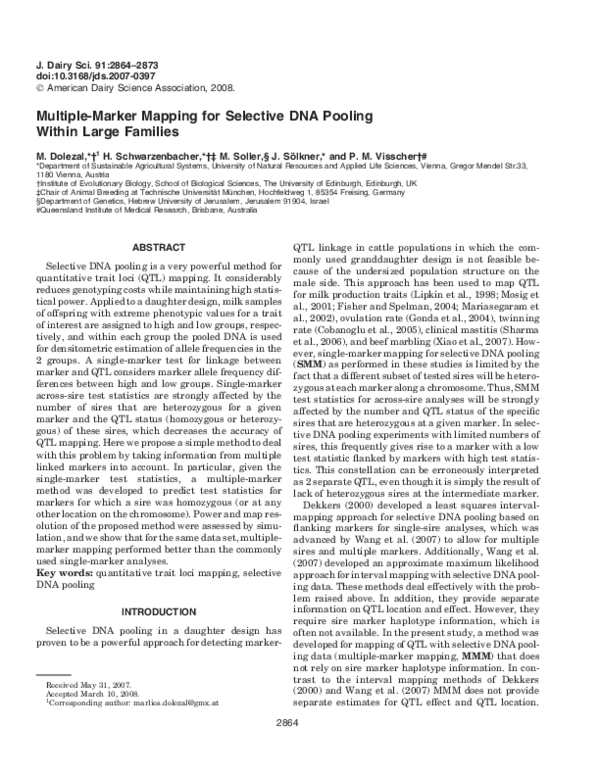 (PDF) Multiple-marker mapping for selective DNA pooling within large ...