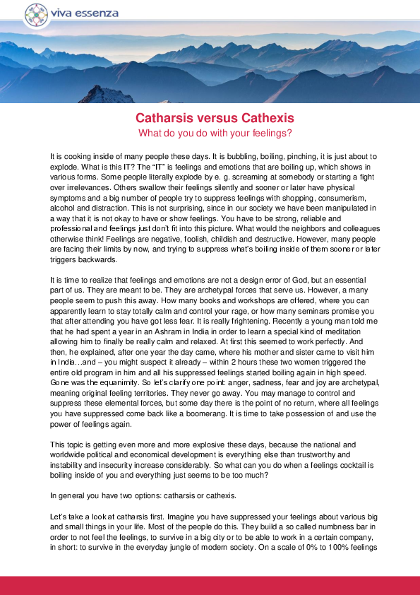 (PDF) Catharsis versus Cathexis - What do you do with your feelings?