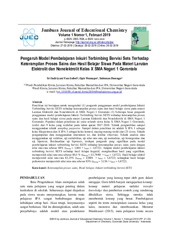 (PDF) Pengaruh Model Pembelajaran Inkuiri Terbimbing Bervisi SETS Terhadap Keterampilan Proses ...
