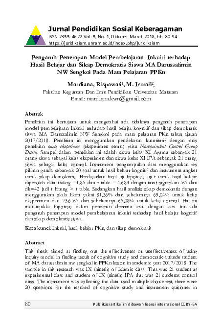 (PDF) Pengaruh Penerapan Model Pembelajaran Inkuiri Terbimbing Berbasis Lesson Study Dengan ...