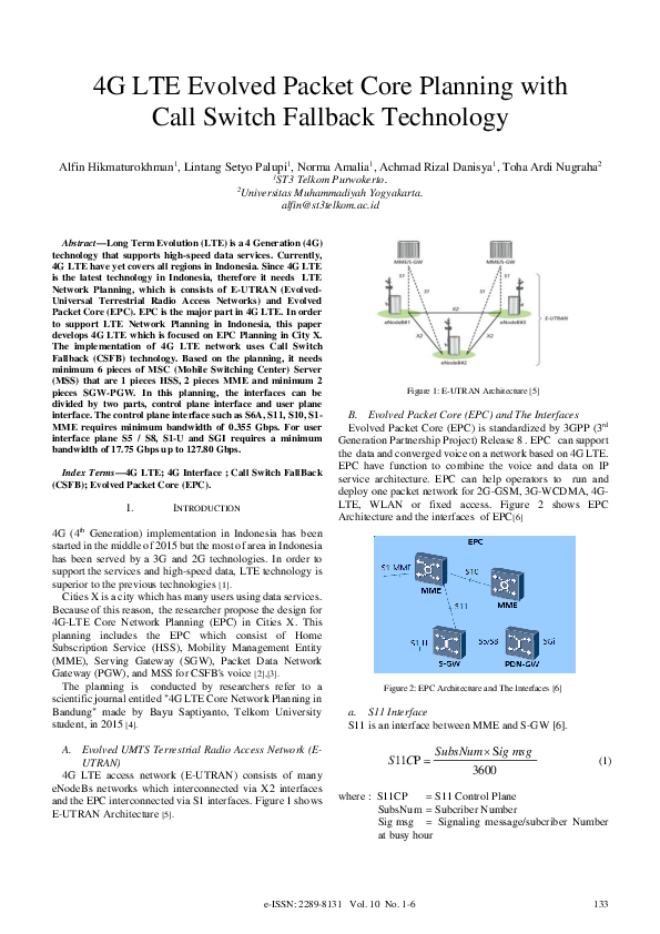 (PDF) 4G LTE Evolved Packet Core Planning with Call Switch Fallback ...