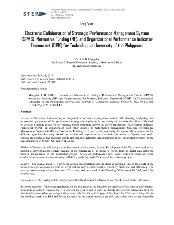 (PDF) Electronic Collaboration of Strategic Performance Management ...