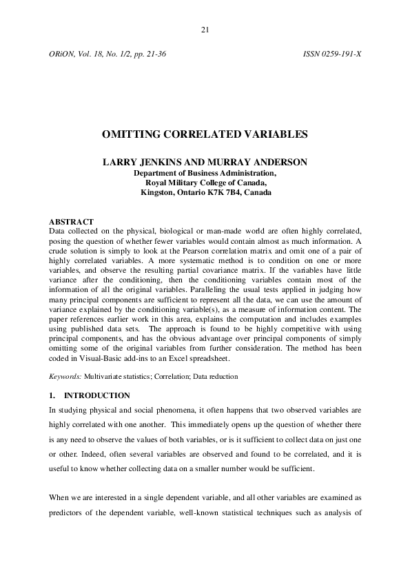 (PDF) Correlated Variables