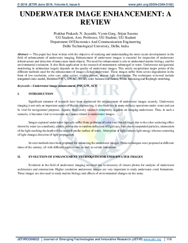 (PDF) Underwater Image Enhancement: A Review