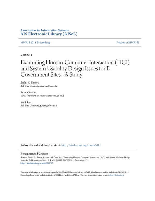 (PDF) Examining Human-Computer Interaction (HCI) and System Usability Design Issues for E ...