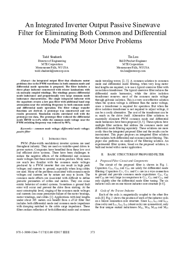 (PDF) An integrated inverter output passive sinewave filter for ...