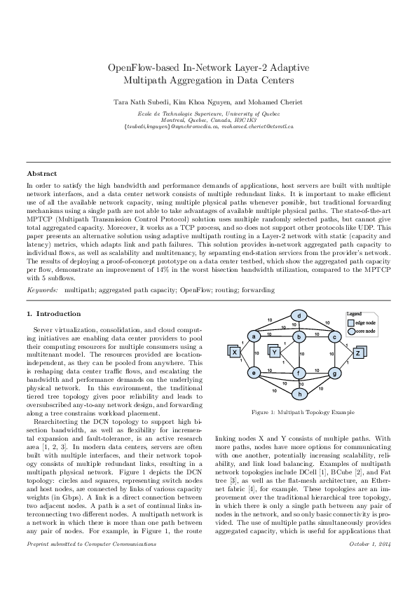 (PDF) OpenFlow-based in-network Layer-2 adaptive multipath aggregation in data centers