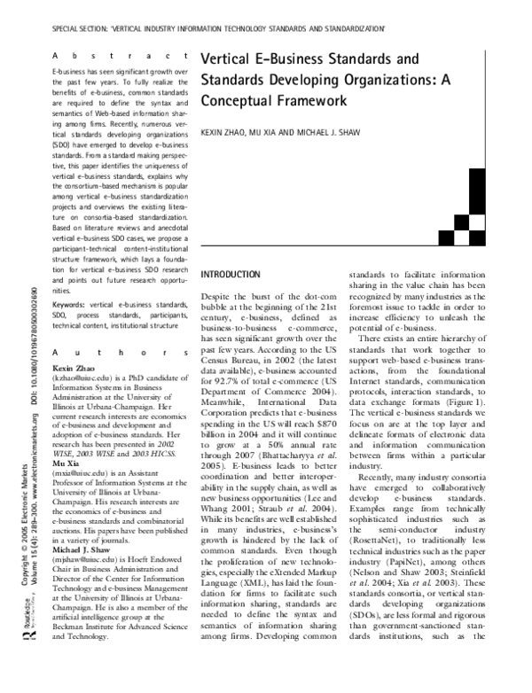 (PDF) Vertical E‐Business Standards and Standards Developing ...