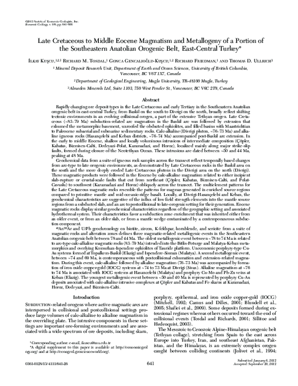 (PDF) Late Cretaceous to Middle Eocene Magmatism and Metallogeny of a ...