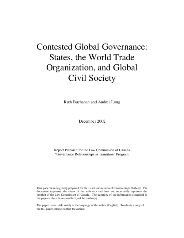 (PDF) Contested Global Governance: States, the World Trade Organization ...