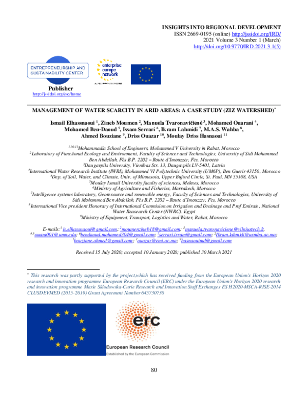 (PDF) Management of water scarcity in arid areas: a case study (Ziz ...
