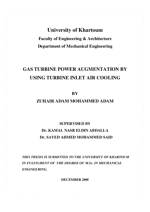 (PDF) Gas Turbine Power Augmentation By Using Turbine Inlet Air Cooling