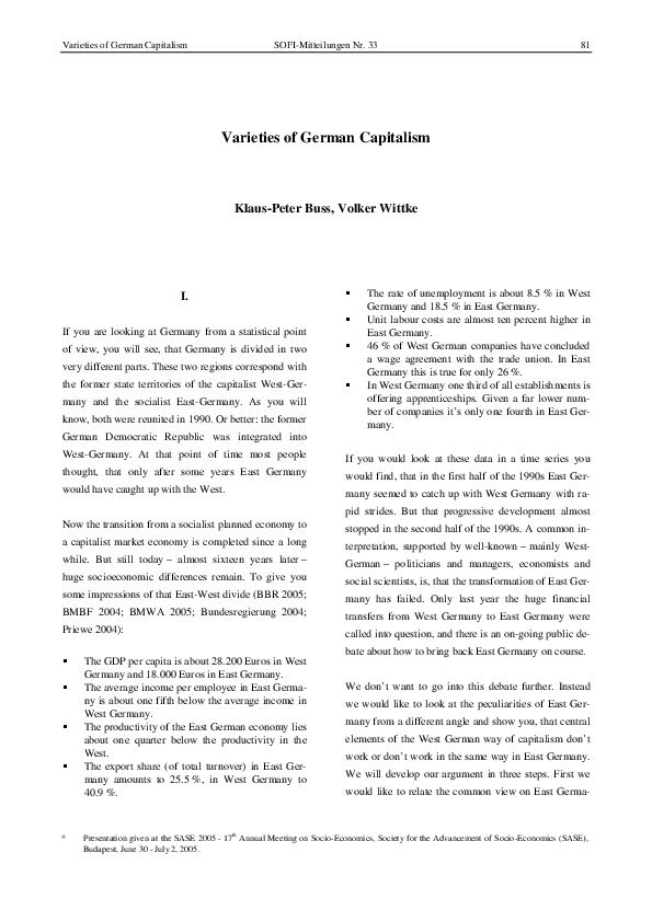 (PDF) Varieties of German Capitalism