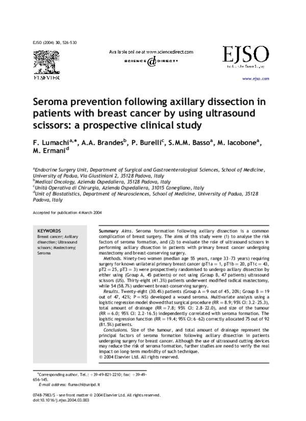 (PDF) Seroma prevention following axillary dissection in patients with ...