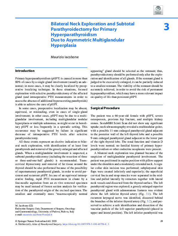 (PDF) Bilateral Neck Exploration and Subtotal Parathyroidectomy for ...