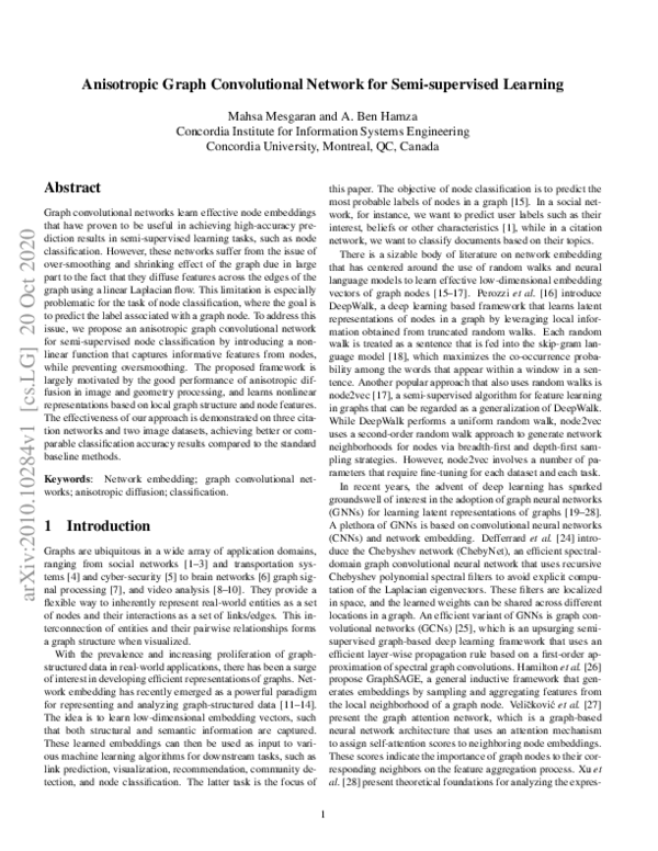 (PDF) Anisotropic Graph Convolutional Network for Semi-supervised Learning