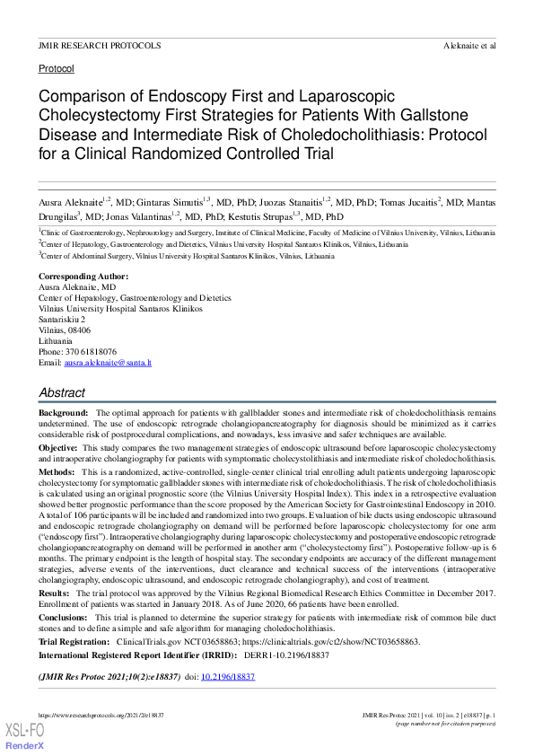 (PDF) Comparison of Endoscopy First and Laparoscopic Cholecystectomy ...