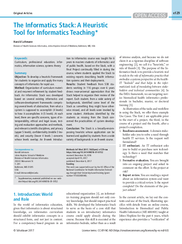 (PDF) The Informatics Stack: A Heuristic Tool for Informatics Teaching