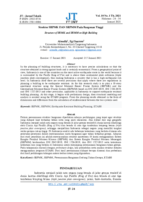 (PDF) Struktur SRPMK DAN SRPMM Pada Bangunan Tinggi (Structure of SRMK and SRMM on High Building)