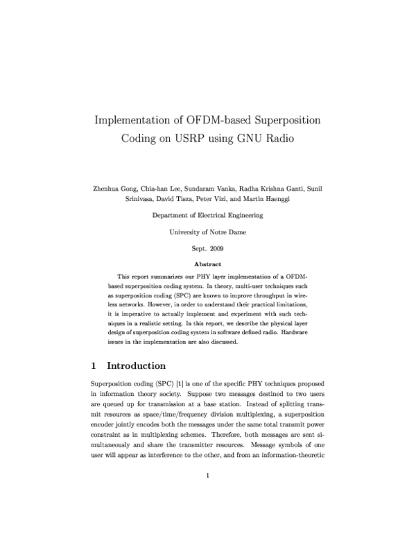 Pdf Implementation Of Ofdm Based Superposition Coding On Usrp Using
