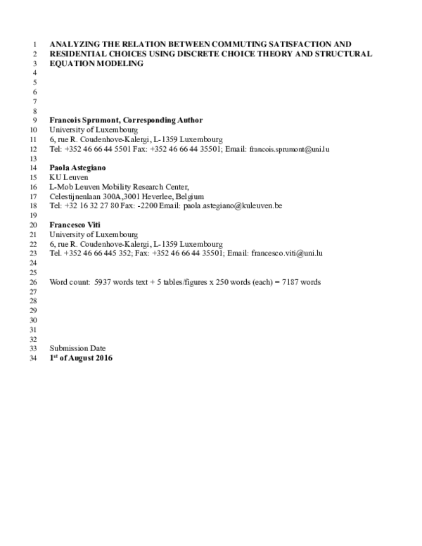 (PDF) Analyzing the relation between commuting satisfaction and residential choices using ...
