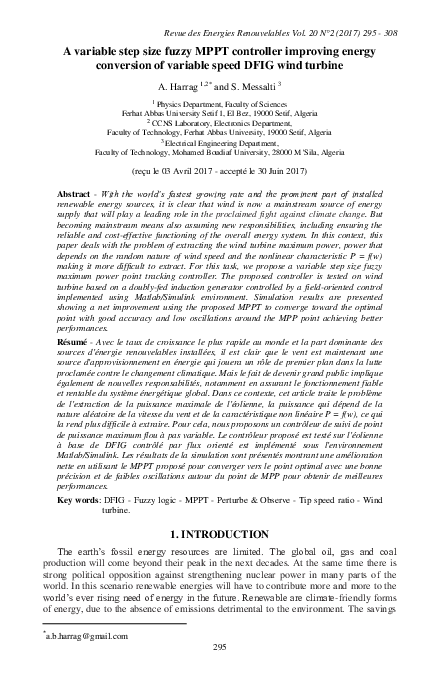 (PDF) A variable step size fuzzy MPPT controller improving energy conversion of variable speed ...