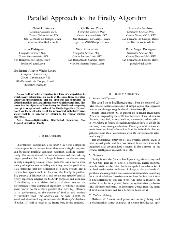 (PDF) Parallel Approach to the Firefly Algorithm
