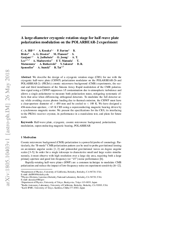 (PDF) A large-diameter cryogenic rotation stage for half-wave plate ...