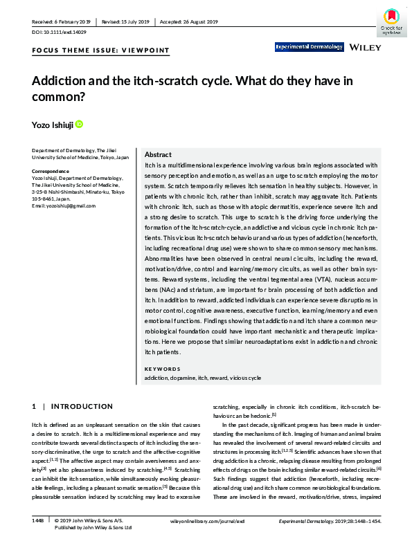 (PDF) Addiction and the itch scratch cycle. What do they have in common?