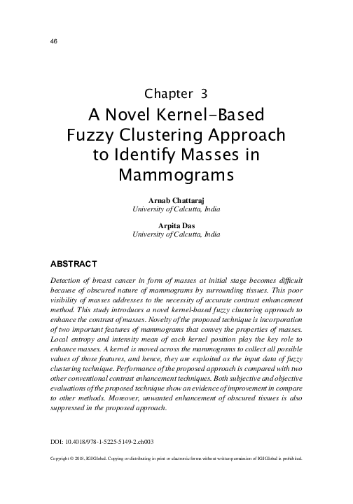 (PDF) A Novel Kernel-Based Fuzzy Clustering Approach to Identify Masses in Mammograms