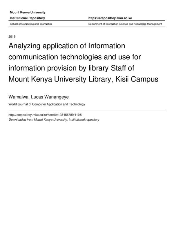 (PDF) Analyzing Application of Information Communication Technologies ...