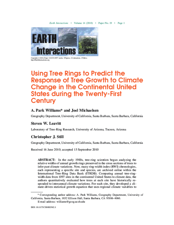 (PDF) Using Tree Rings to Predict the Response of Tree Growth to ...