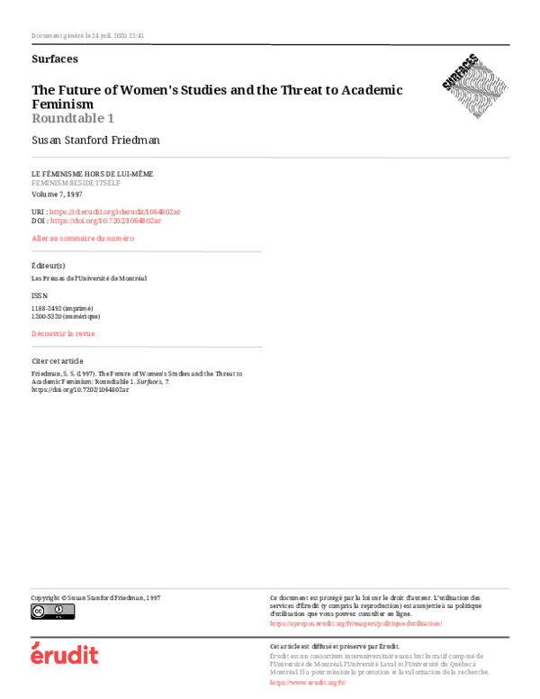 (PDF) The Future of Women's Studies and the Threat to Academic Feminism ...