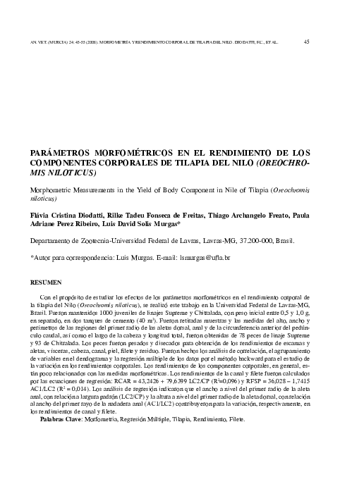 (PDF) Morphometric measurements in the yield of body component in Nile ...