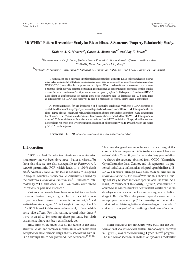 (PDF) 3D-WHIM pattern recognition study for bisamidines. A structure ...