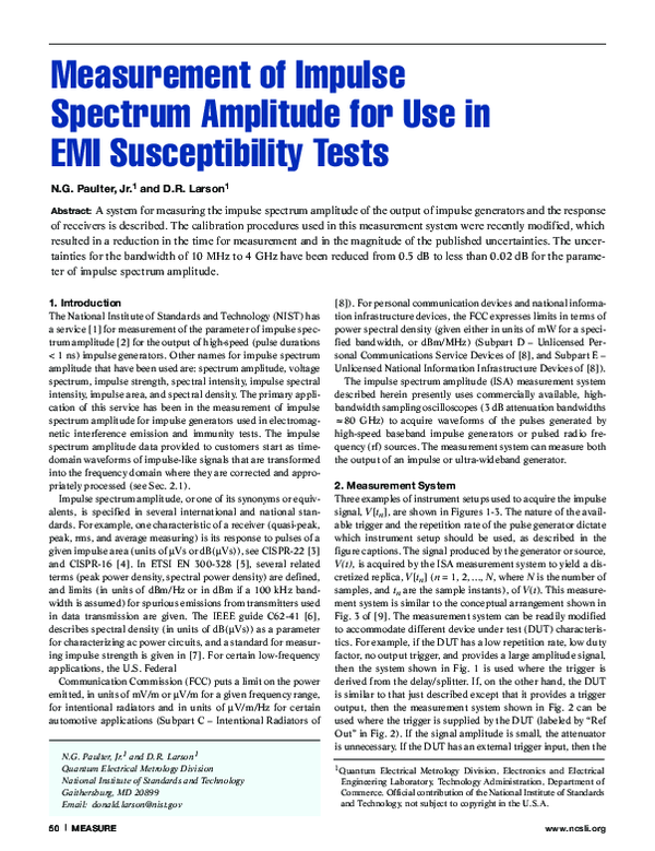 (PDF) Measurement of Impulse Spectrum Amplitude for Use in EMI ...