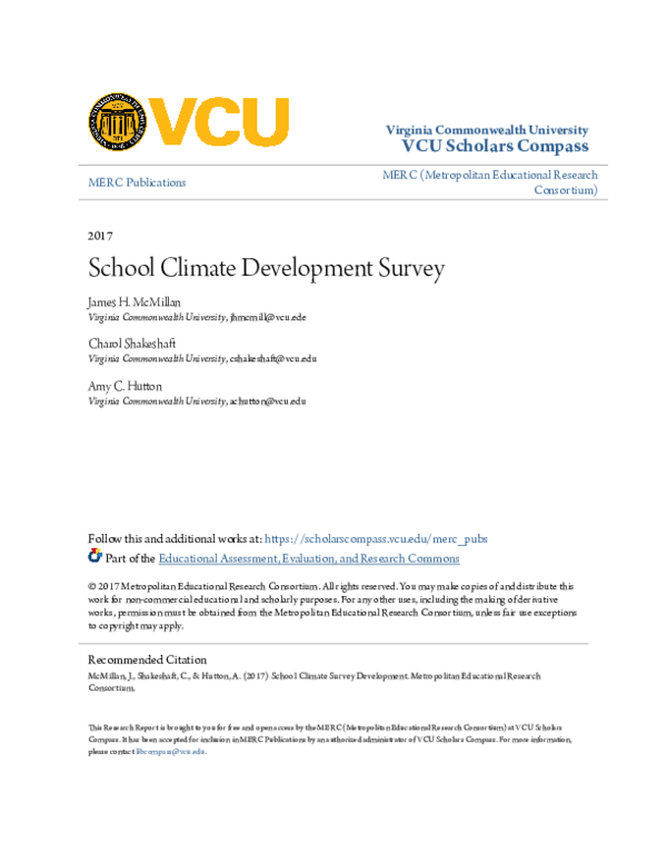 (PDF) School Climate Development Survey