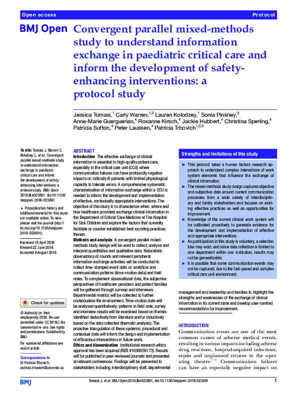 (PDF) Convergent parallel mixed-methods study to understand information ...