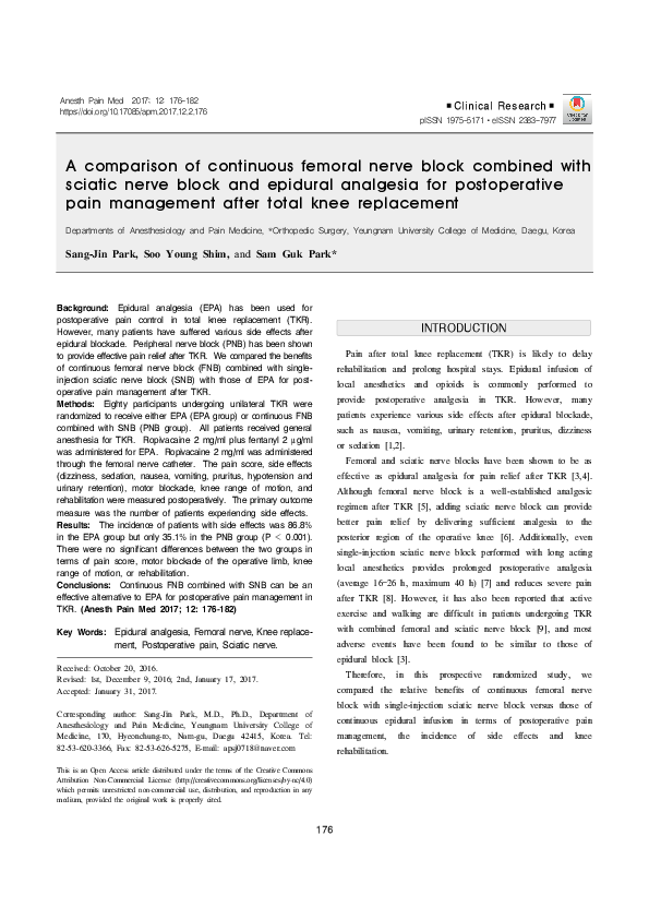 (PDF) A comparison of continuous femoral nerve block (CFNB) and ...