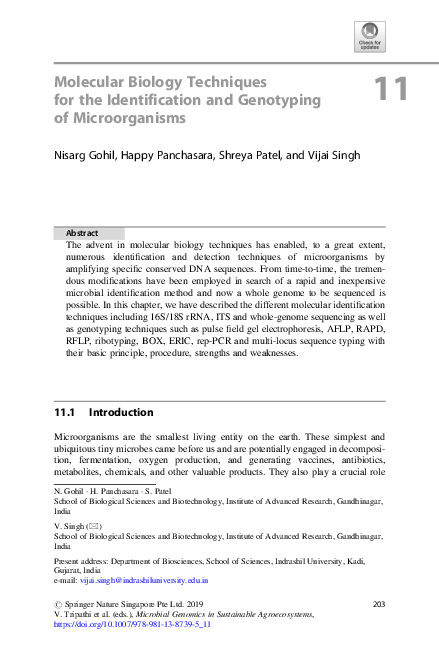 (PDF) Molecular Biology Techniques for the Identification and ...