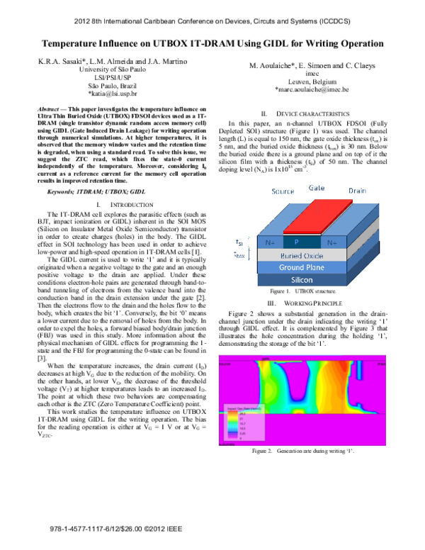 (PDF) Temperature influence on UTBOX 1T-DRAM using GIDL for writing ...